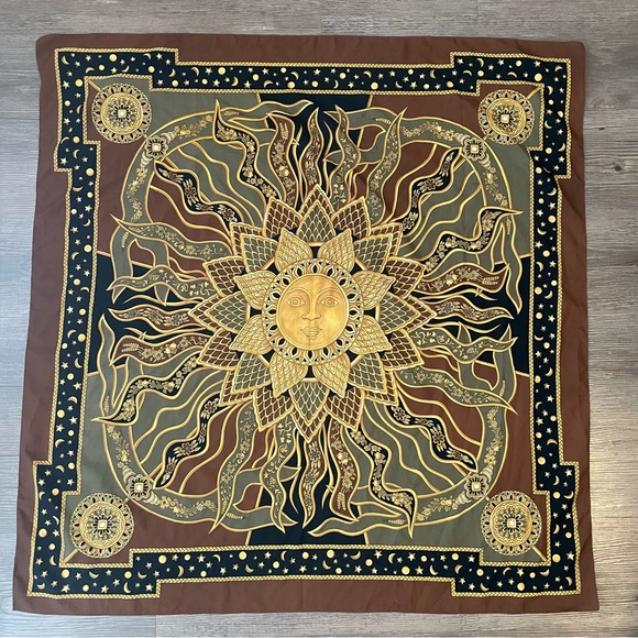 Albertazzi | Accessories | Vintage Albertazzi Celestial Sun Floral Stars Moon 33 X 33 Scarf Wall ...